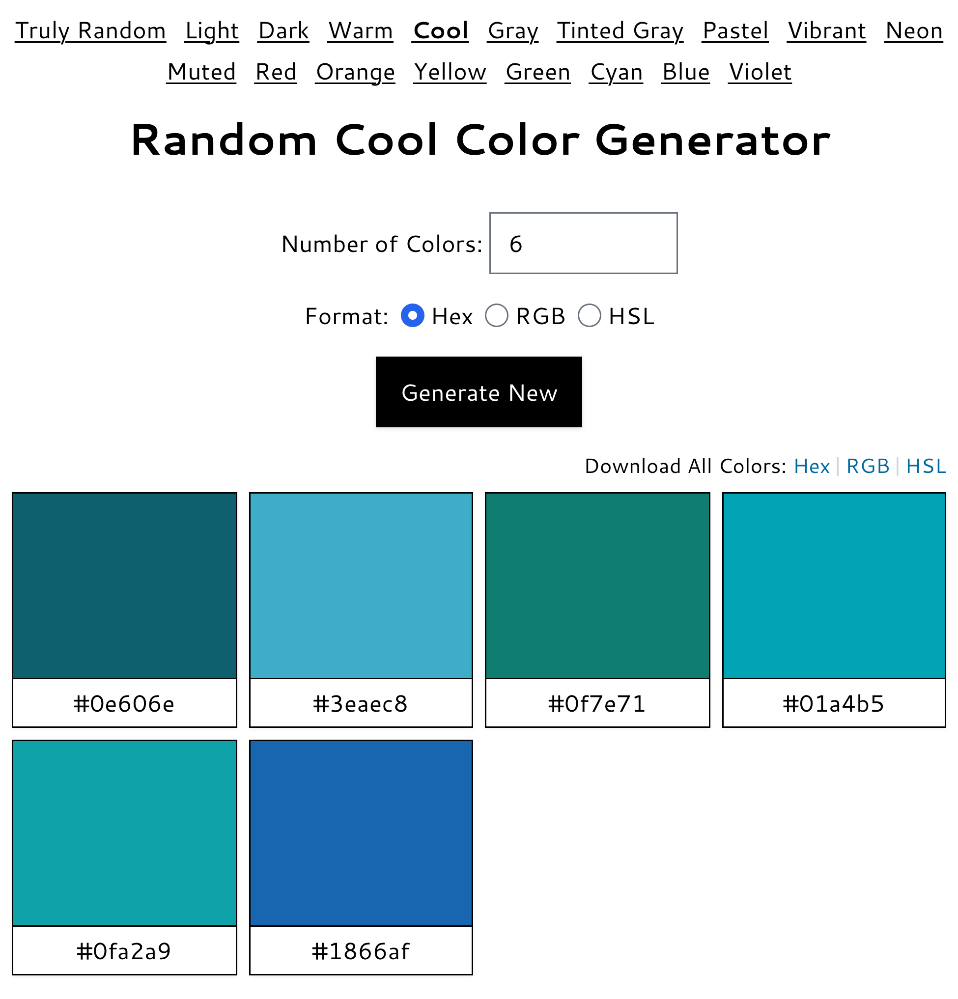 Random Cool Color Generator